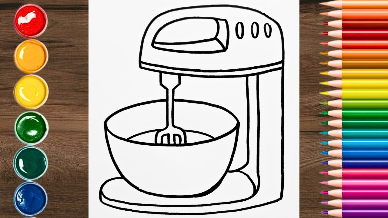 How to draw a KITCHEN MIXER │ EASY drawing tutorial for beginners ...