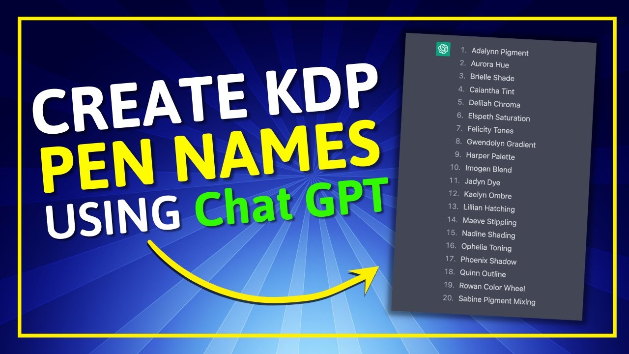 How To Use Chat GPT To Create A Pen Name for KDP - YouTube