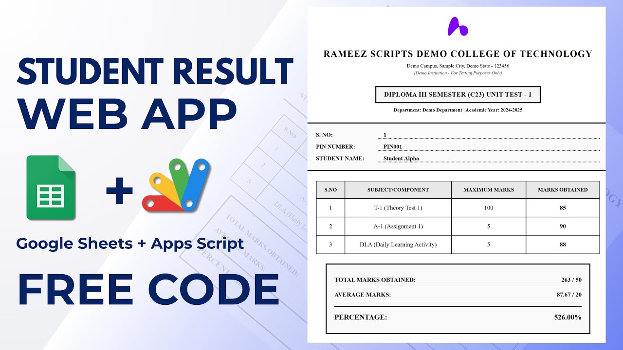 Free Online Student Result System using Google Sheets & Apps Script ...