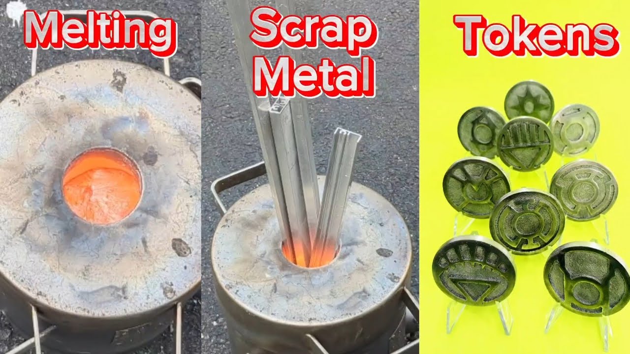 Melting Scrap Aluminum into Green Lantern Corps Tokens - YouTube