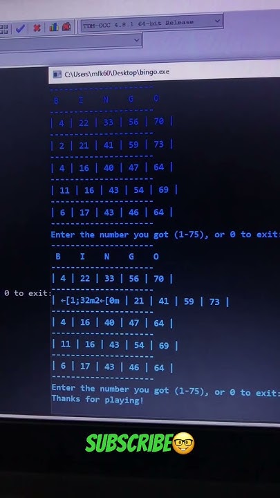 Bingo Output In C Ide Dev C Cppprogramming Codingtime Codinglife