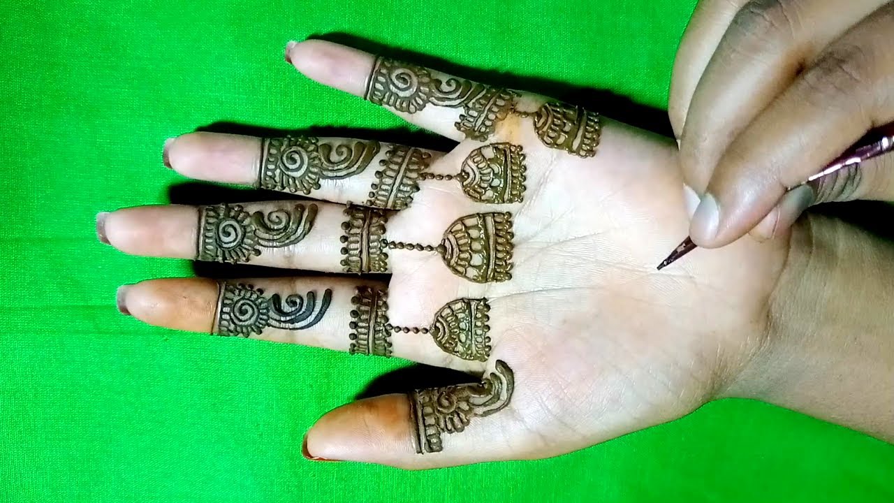 beautiful mehndi design || fancy henna design || jhumka mehndi desgin ...