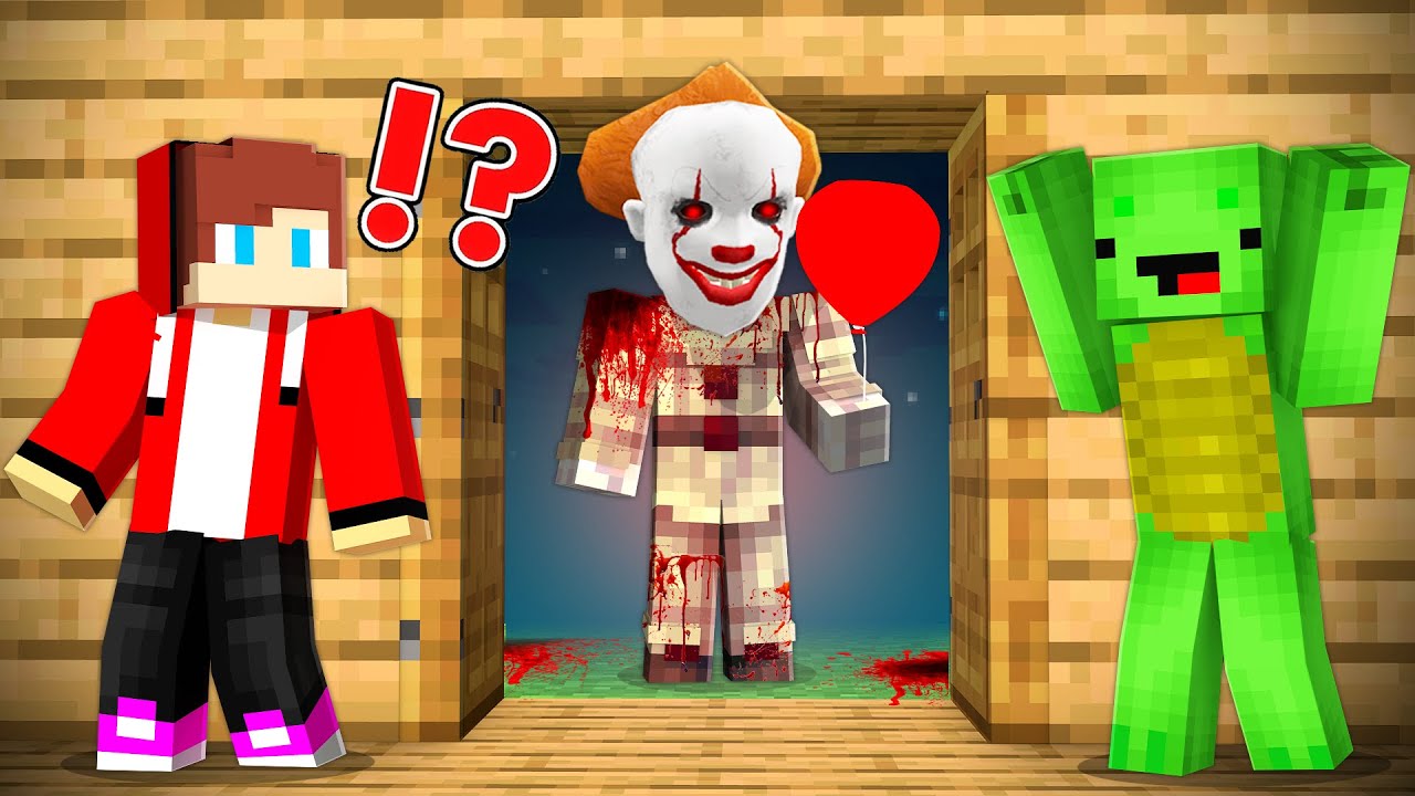 DON'T OPEN DOOR to PENNYWISE in Minecraft - Maizen JJ and Mikey - YouTube