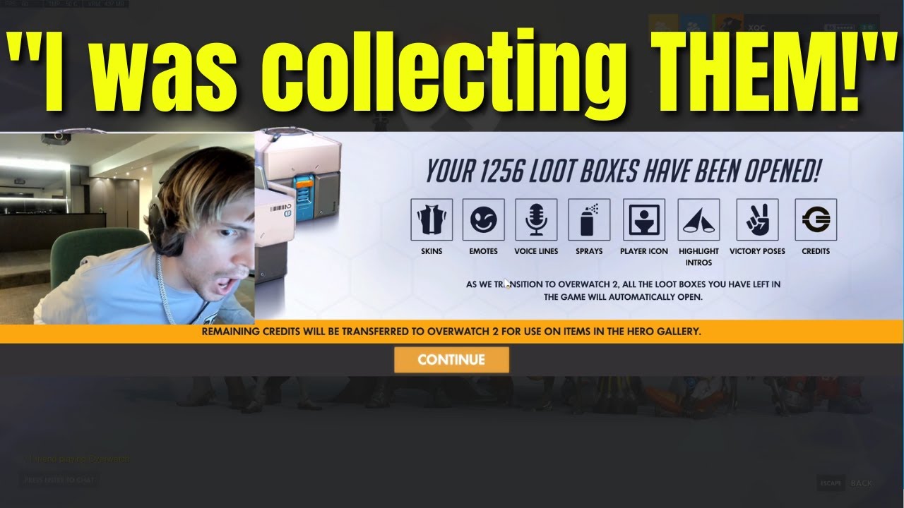 XQC's 1,256 loot boxes were opened in overwatch - YouTube