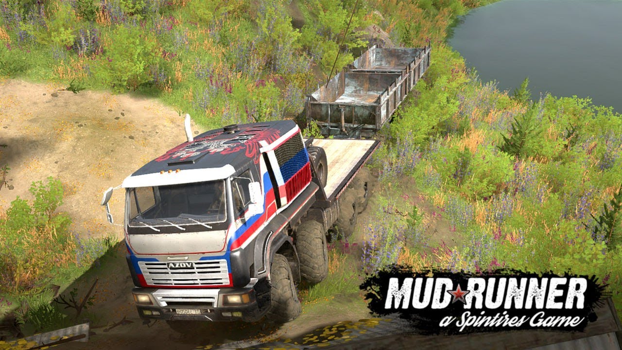 Spintires MudRunner :MAZ 7907 World's Longest Truck Driving Through The Flood - YouTube