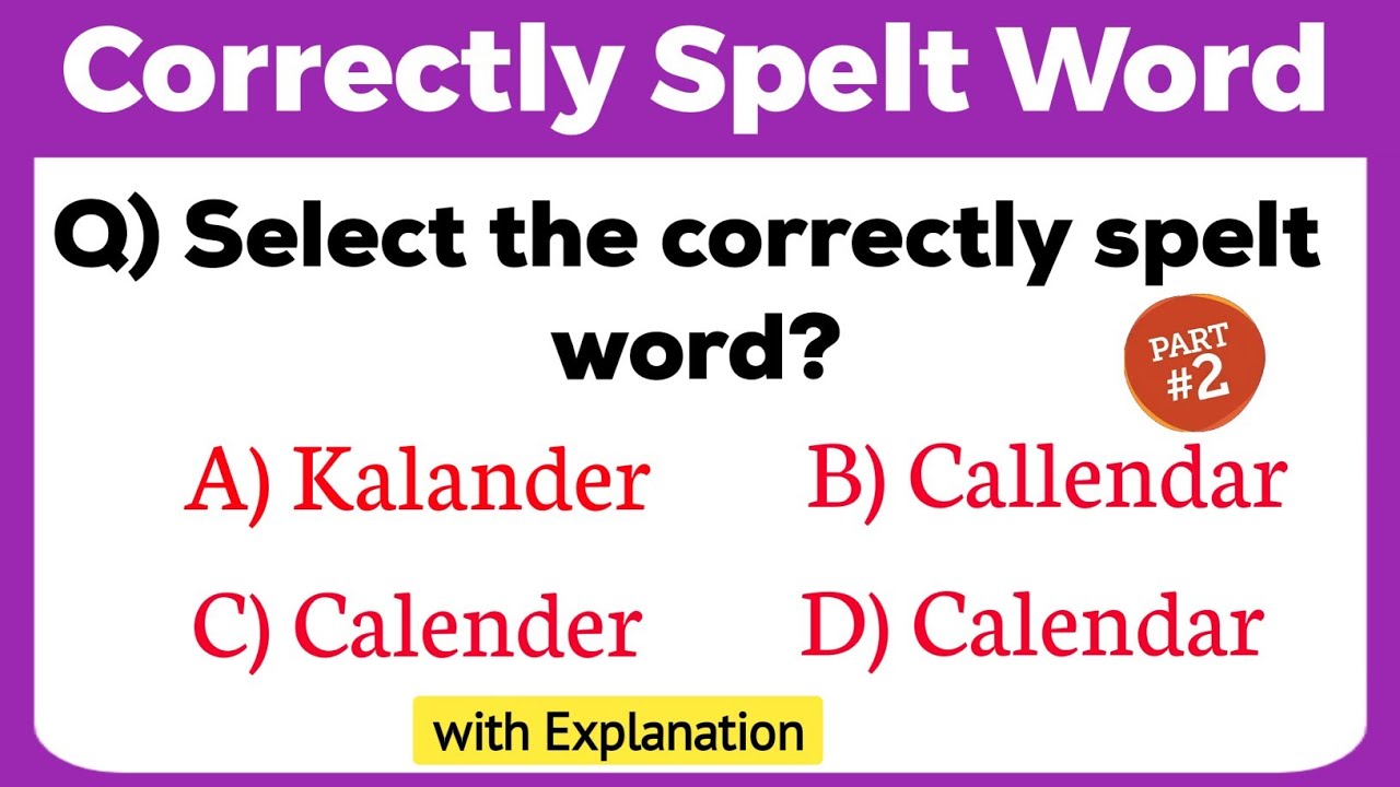 Spelling Practice Quiz | Part 2 | Correctly Spelt Words | Vocabulary ...