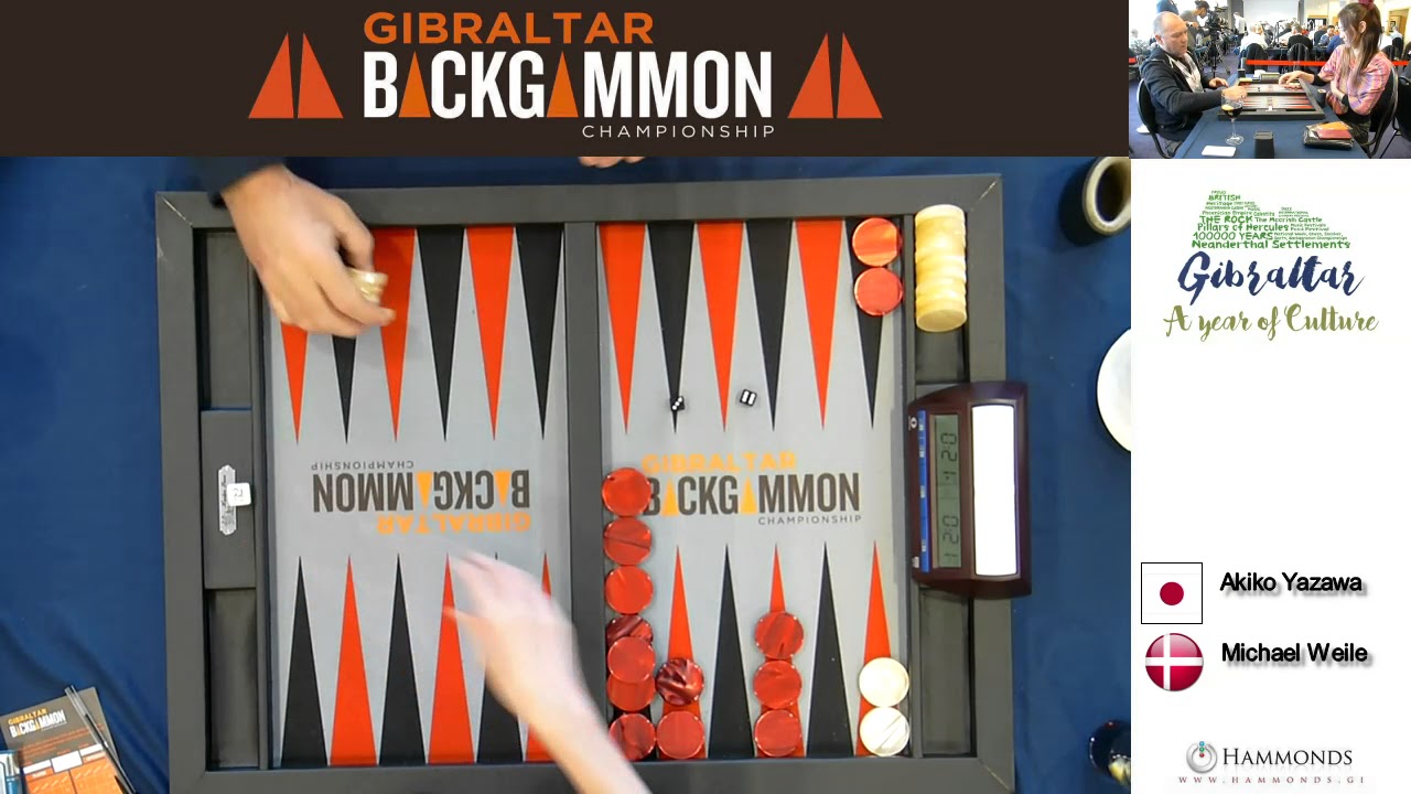 Gibraltar Backgammon 2018 Michael Weile Vs Akiko Yazawa 08 02 18 - YouTube