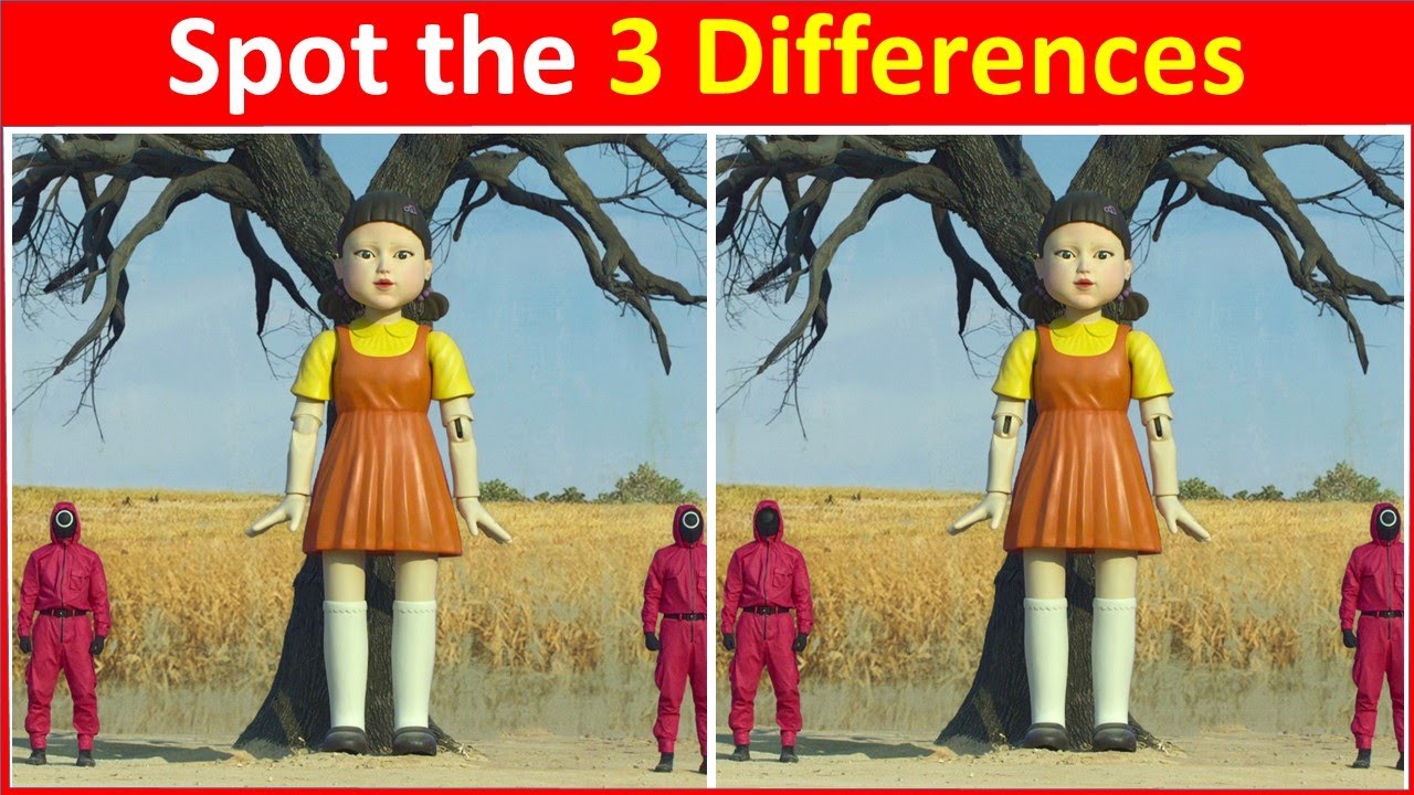 Spot 3 differences between two images | Squid Game | Pictures puzzle ...
