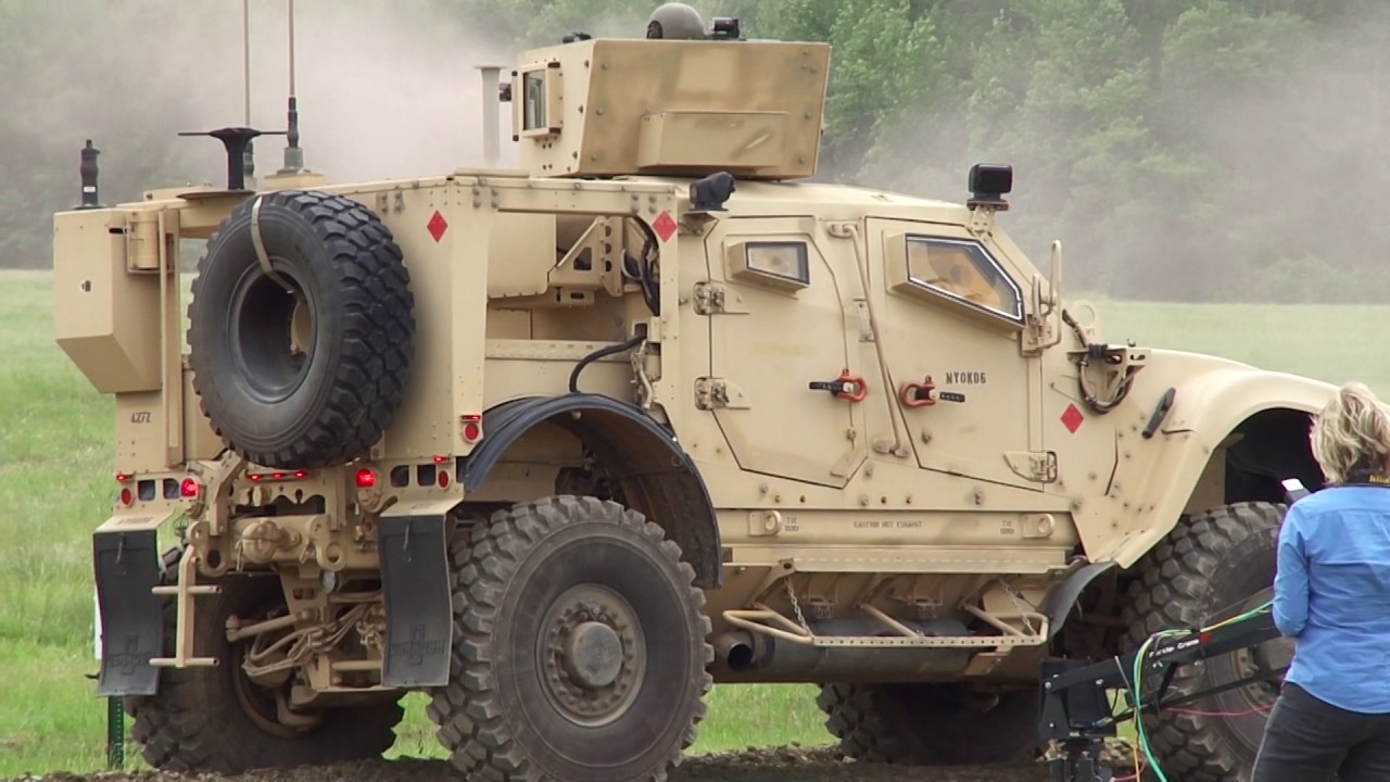 M134 Minigun firing from an M-ATV at the Aberdeen Proving Ground 100th ...