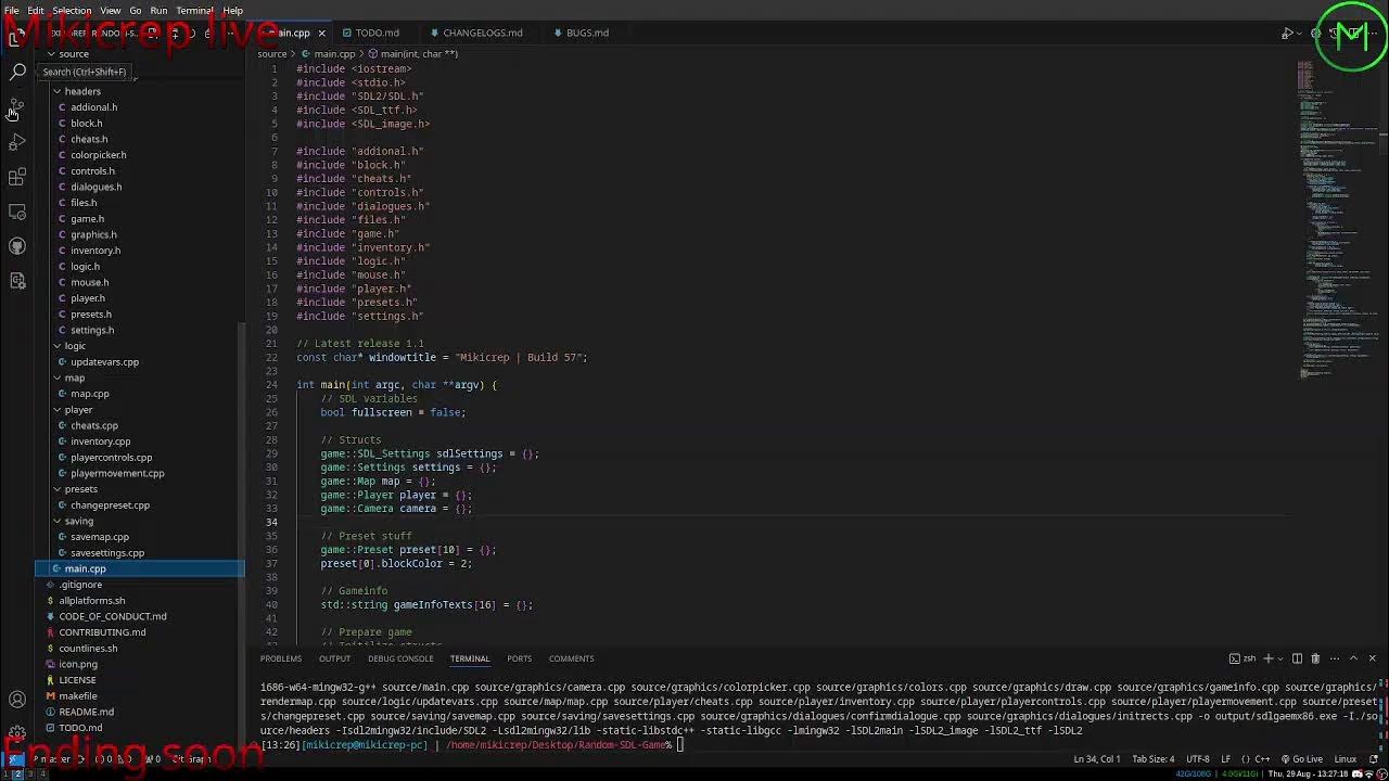 Mikicrep Live Stream - Coding Random SDL Game - YouTube