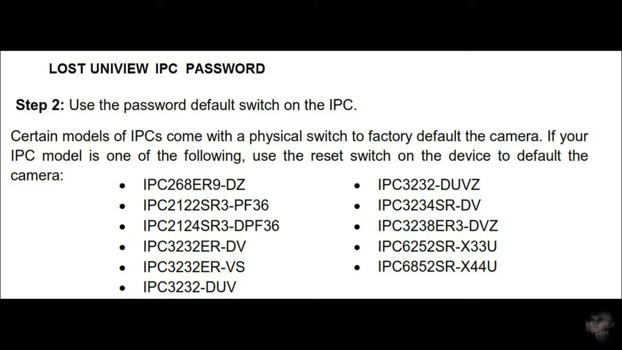 How to solve lost Uniview IPC Password - YouTube