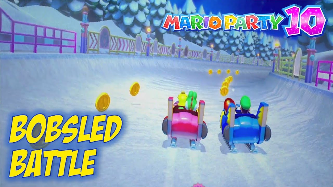 Mario Party 10: Bobsled Battle Minigame (4 Players) - YouTube