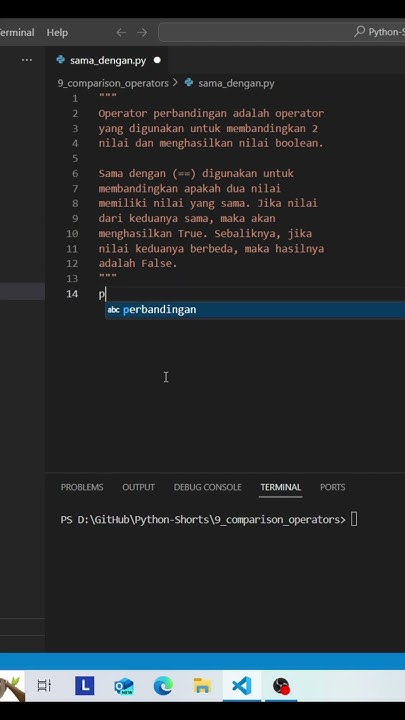 Operator Perbandingan Sama Dengan Di Python #dreaviam #coding #programming #python - YouTube