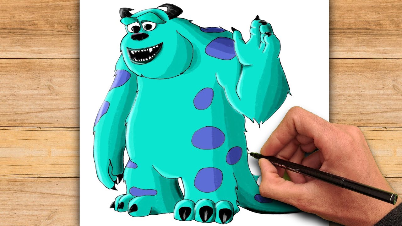 How to draw the Sulley in Monsters, Inc - YouTube