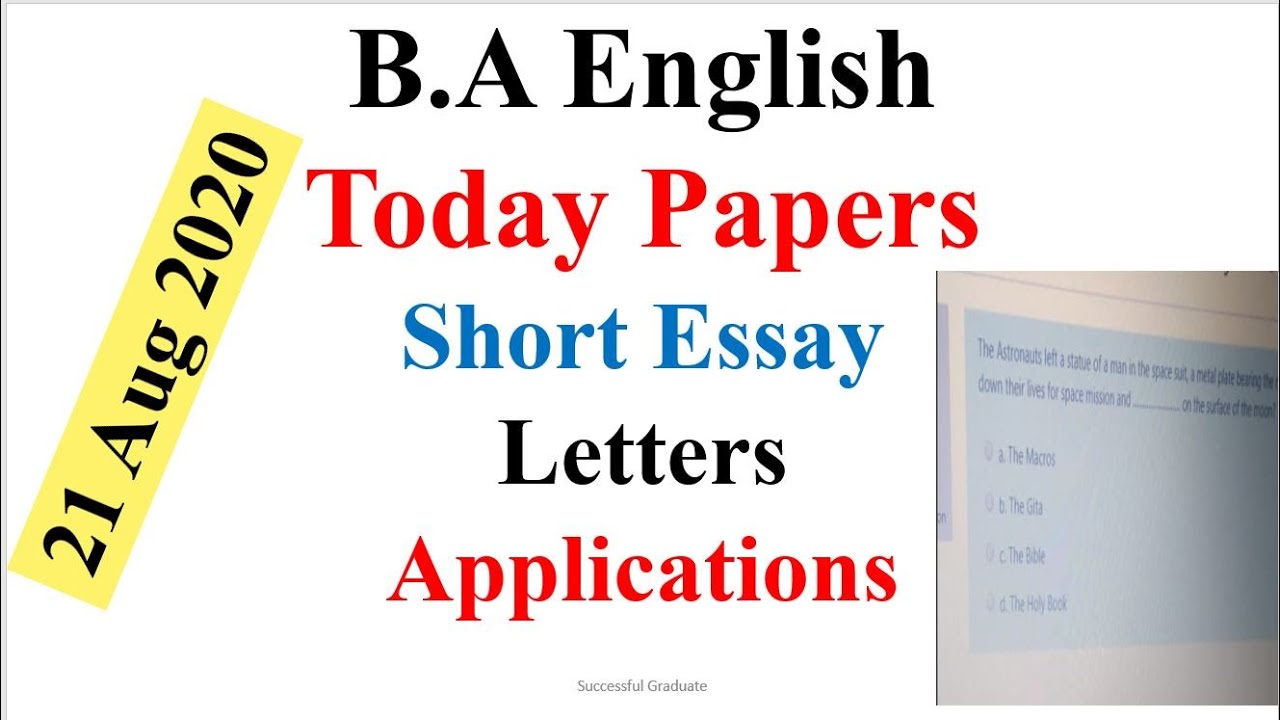 BA Part 2 | English | Today Paper | Applications? | Letters? | Short ...