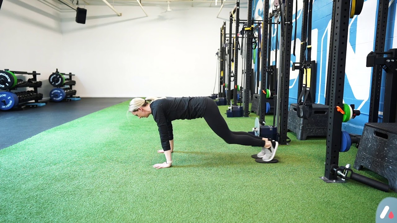 Slider Pushup to Knee Tuck - YouTube