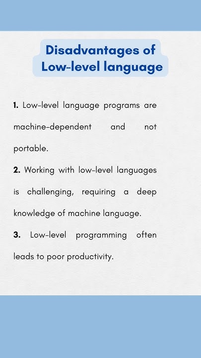 Disadvantage of Low level Language | Computer Fundamentals | - YouTube