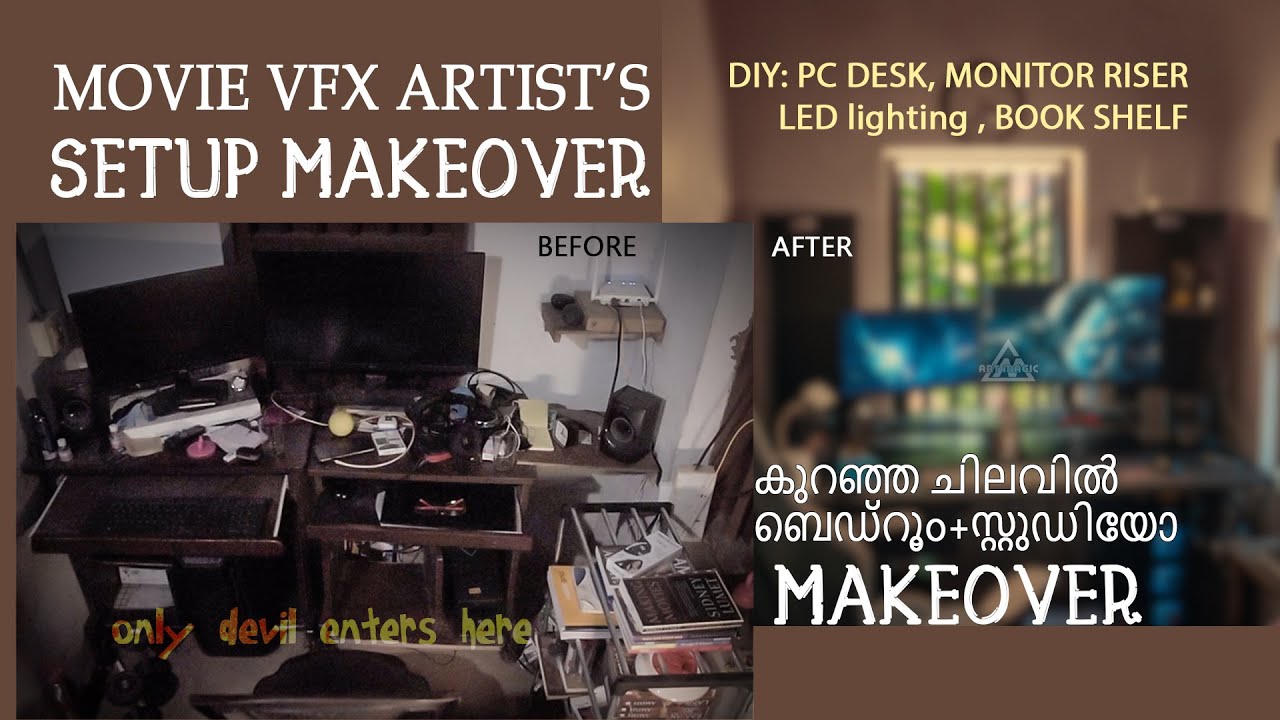 MOVIE VFX ARTIST'S HOME SETUP MAKEOVER IN 200 HOURS |ചെറിയ മുറിയിൽ ( 2. ...