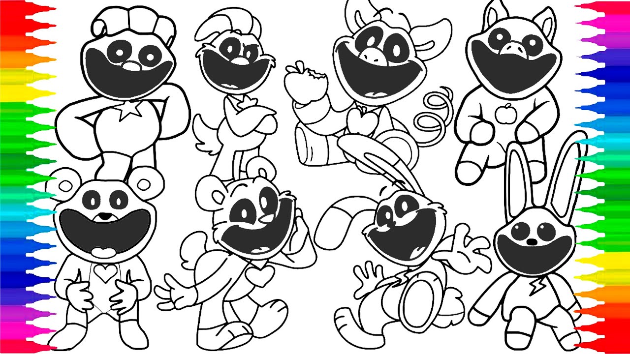 Smiling Critters 2D vs 3D Part 2 / New Coloring Pages / Coloring Poppy ...