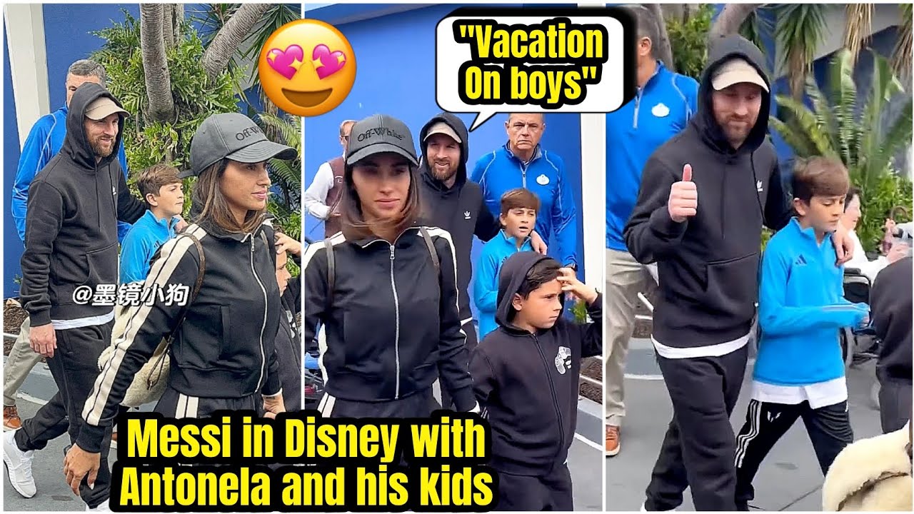 😍 Messi in Disney with Antonella and his kids on vacation yesterday ...