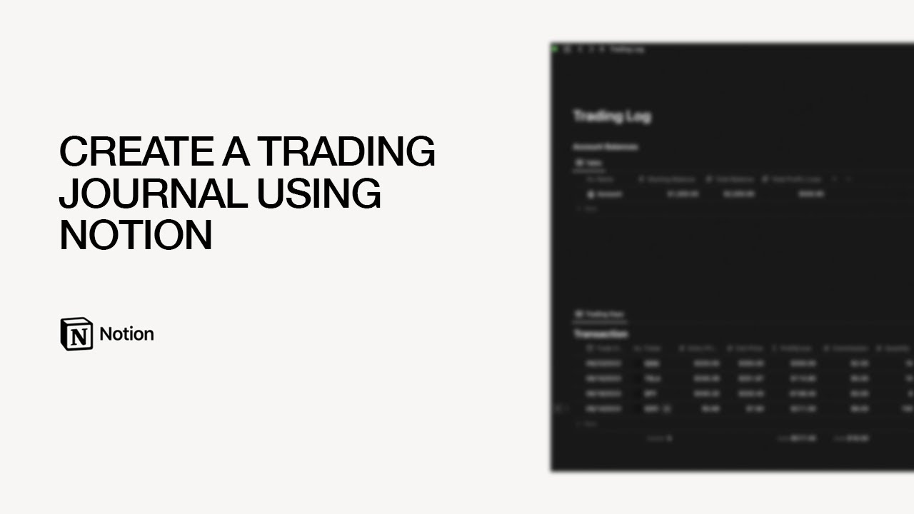 How To Create a Trading Journal Using Notion Free Download - YouTube