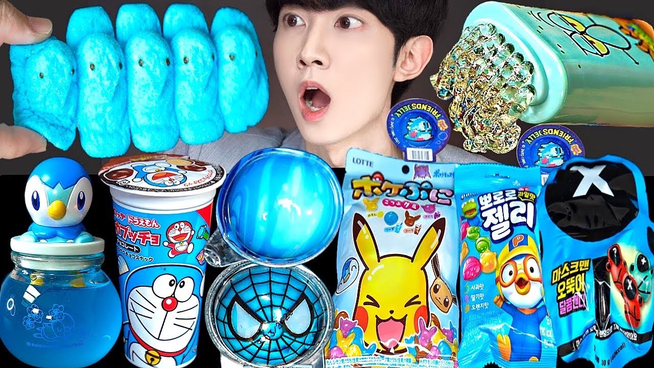 ASMR MUKBANG BLUE FOOD PARTY 다양한 블루 음식 디저트 젤리 먹방 DESSERTS CHOCOLATE ...