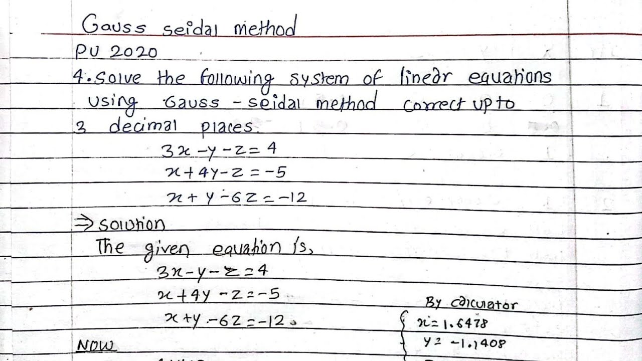 Unit5 Gauss Seidal Method Numerical Method Prashant Yt Be Civil Tupuku Youtube