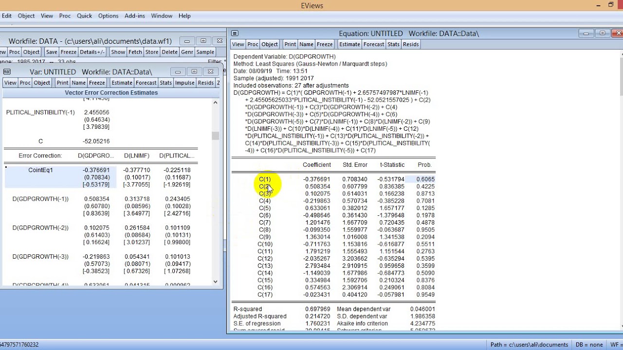 VECM and Wald test in eviews software co integration part 3 Urdu/Hindi ...