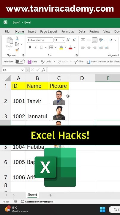 Microsoft Excel Picture Insert Tips And Tricks 😀 Exceltips Exceltricks Excelshorts Youtube