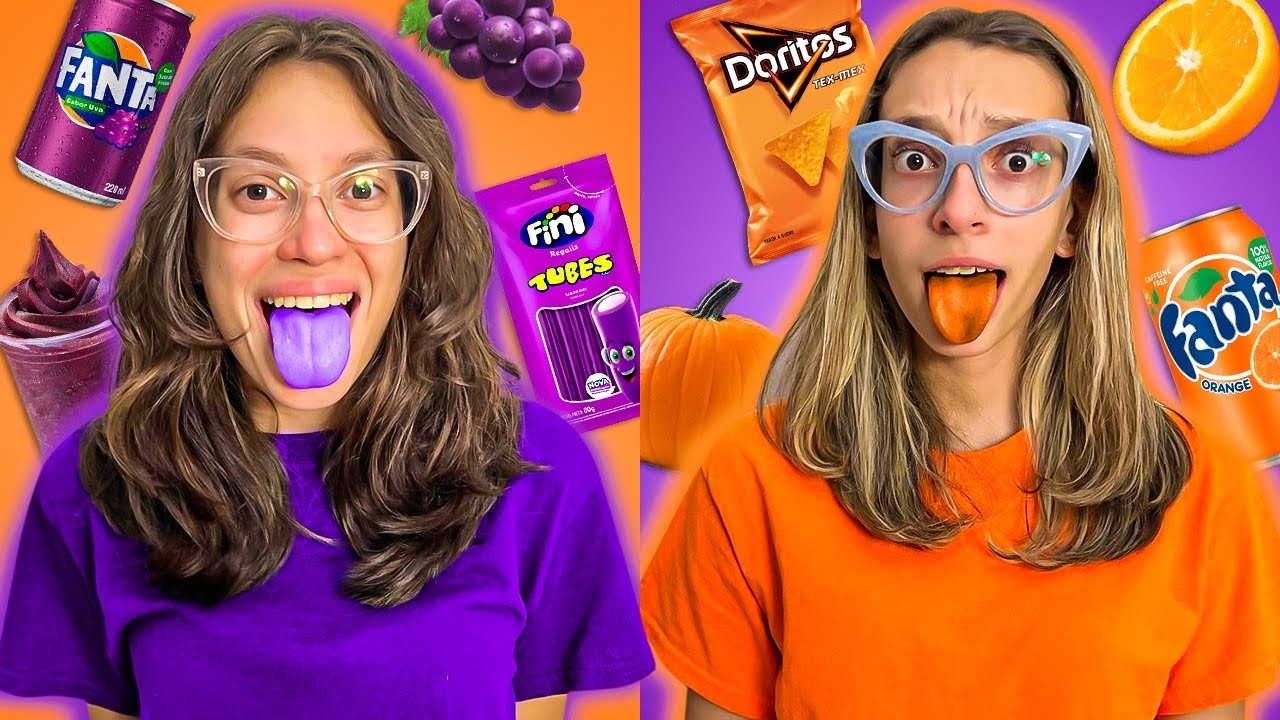 COMENDO TUDO ROXO E LARANJA POR 24 HORAS - YouTube