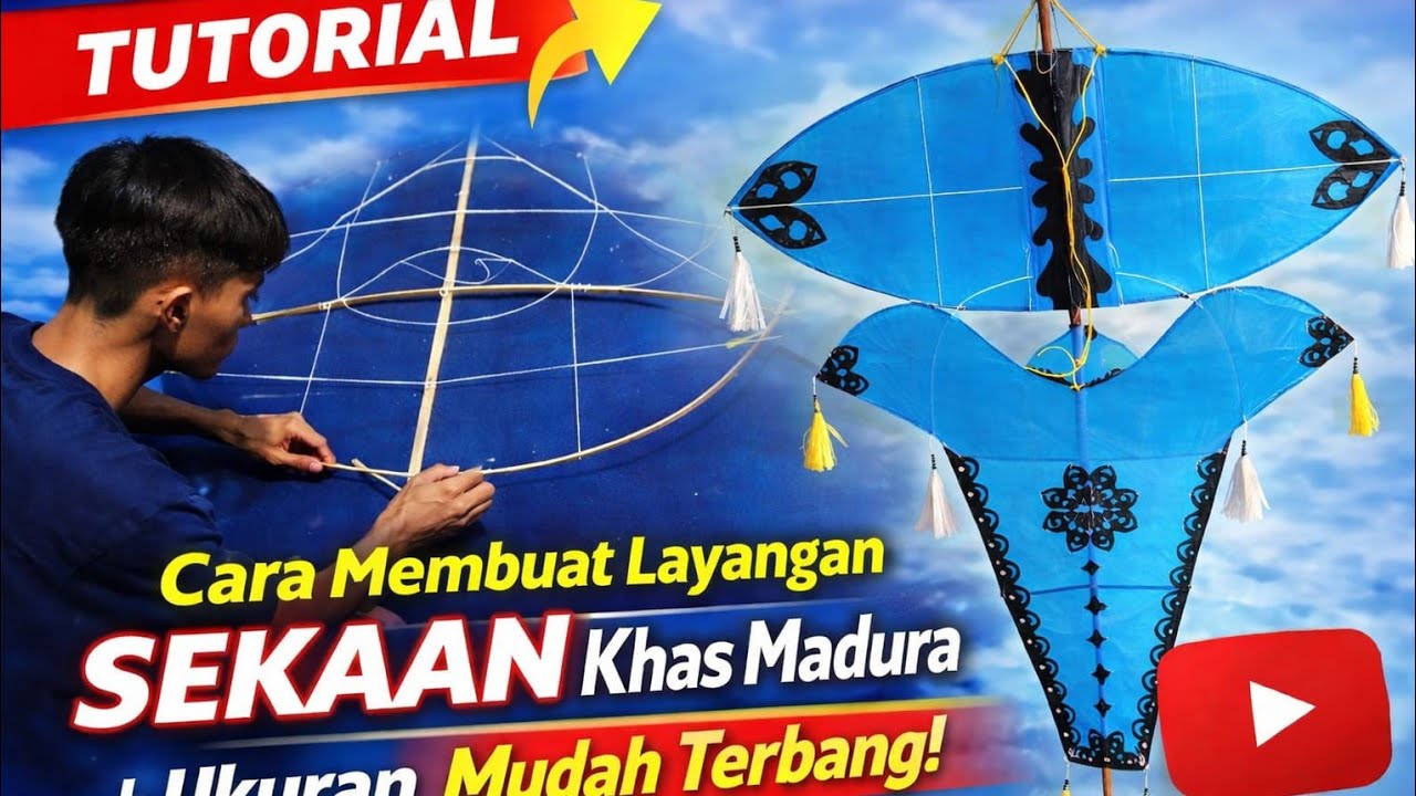 MEMBUAT LAYANGAN SARANGGOLA KAK SEKAAN KHAS MADURA 🔴 Proses Pembuatan ...