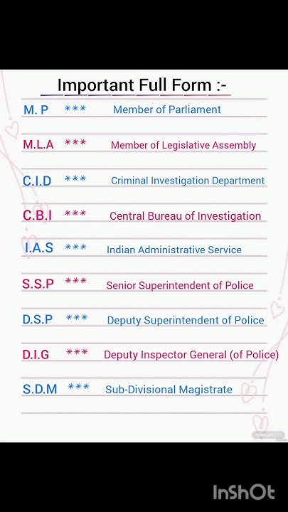 important fullform🔥 |fullform of CBI/CID/SSP/IAS/DIJ/DSP/SDM..#shorts#viral #youtube#knowledge # ...