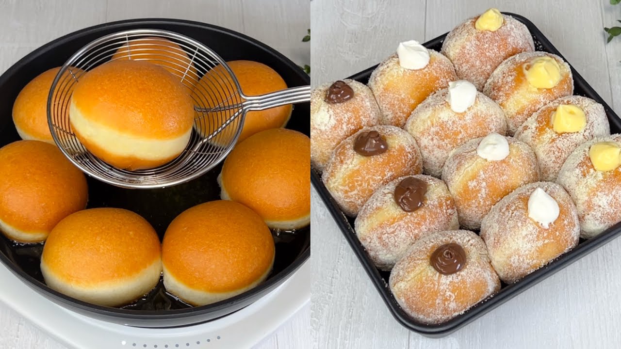 How To Make The Best Trending Milky Doughnuts + 3 Filling Recipe - YouTube