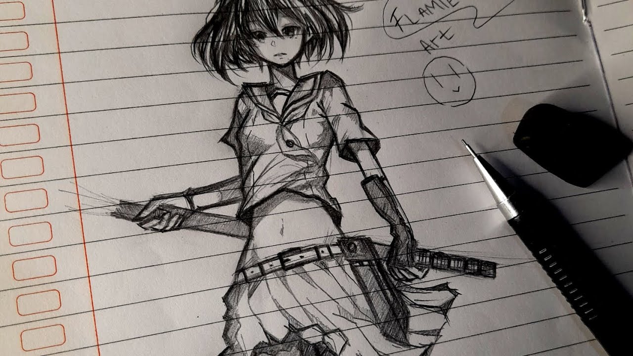 speed drawing anime girl - YouTube