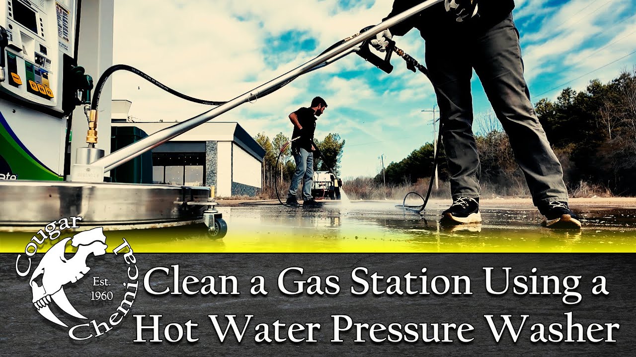 How to Clean a Gas Station with a Hot Water Pressure Washer - YouTube