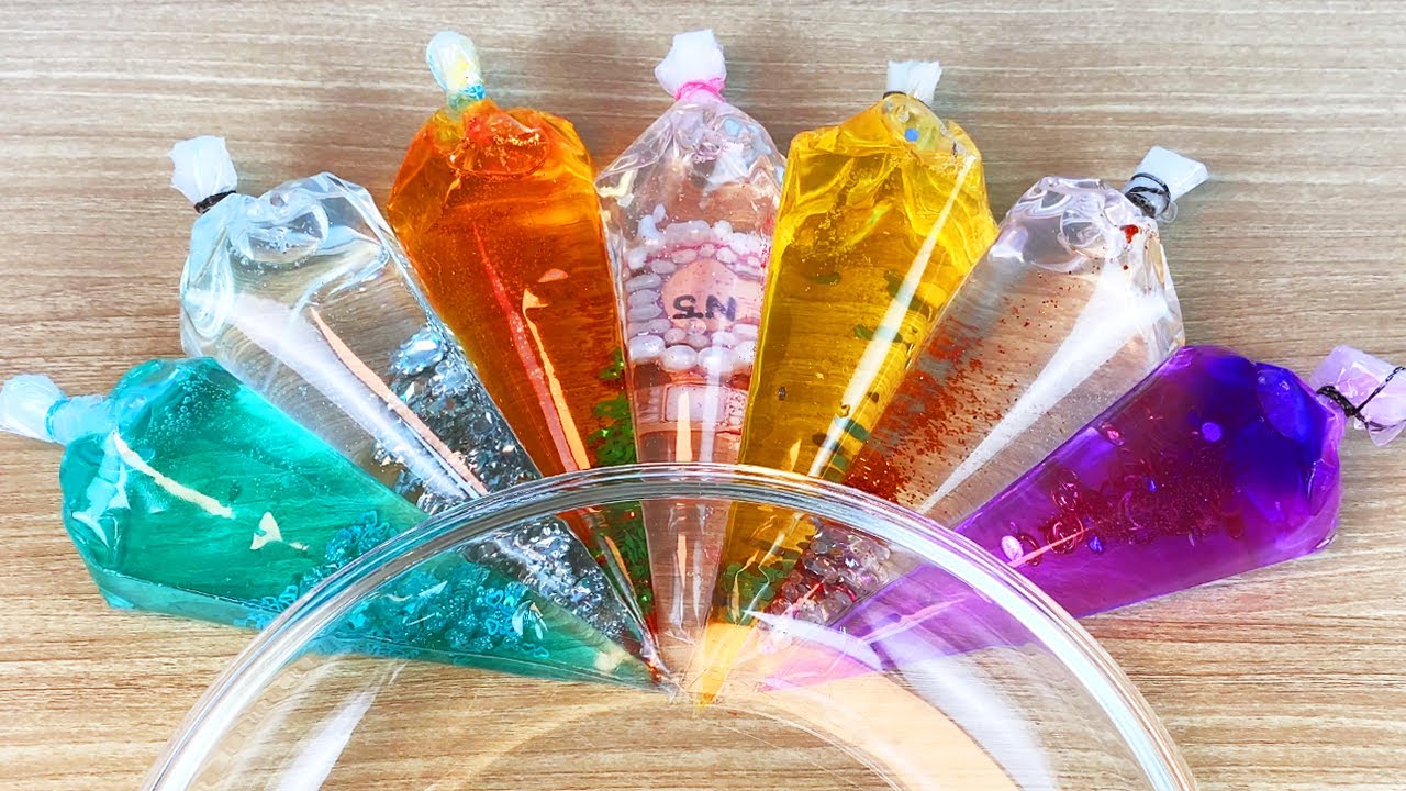 Making clear pearl slime with piping bag | Clear pearl Slime, ASMR ...