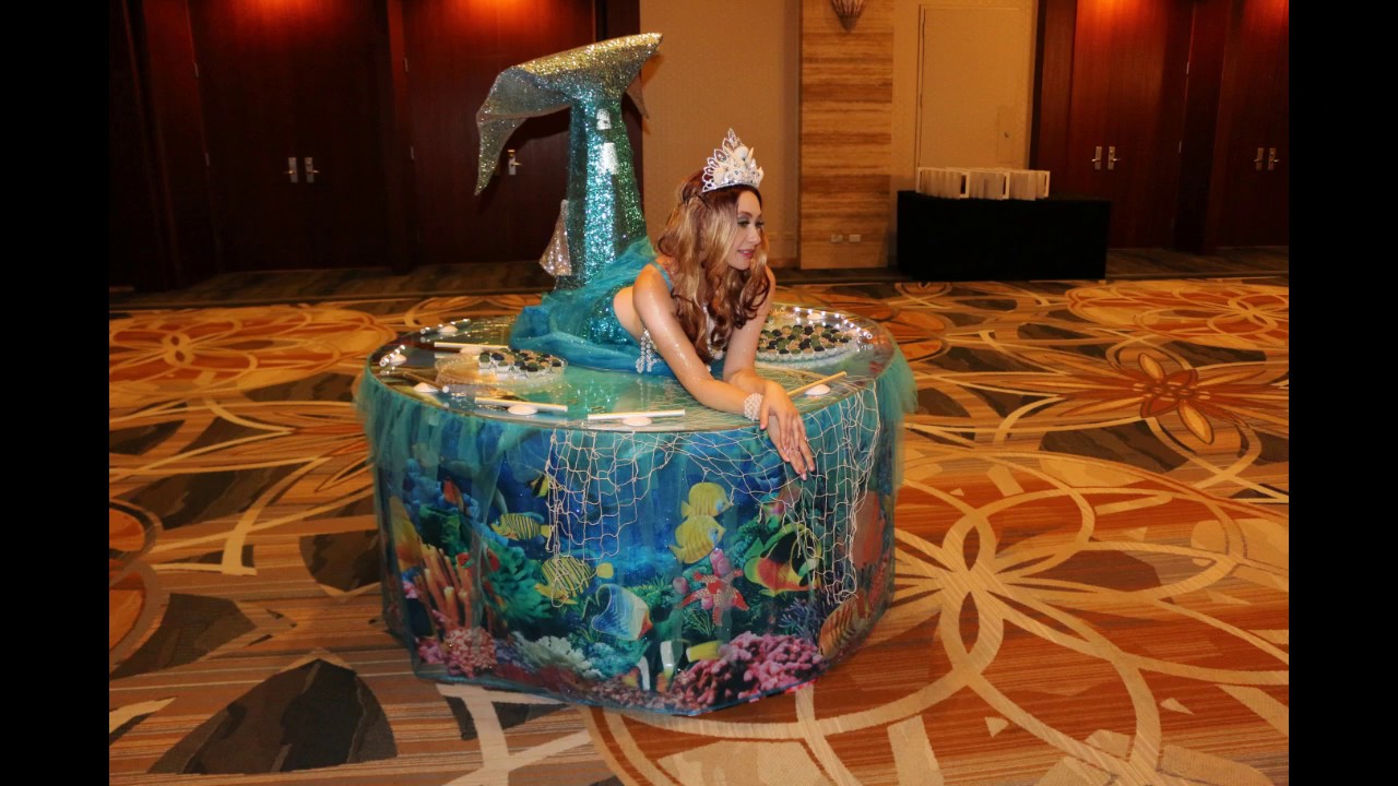 Mermaid underwater themed live strolling table by www.LiveTablesFL.com ...