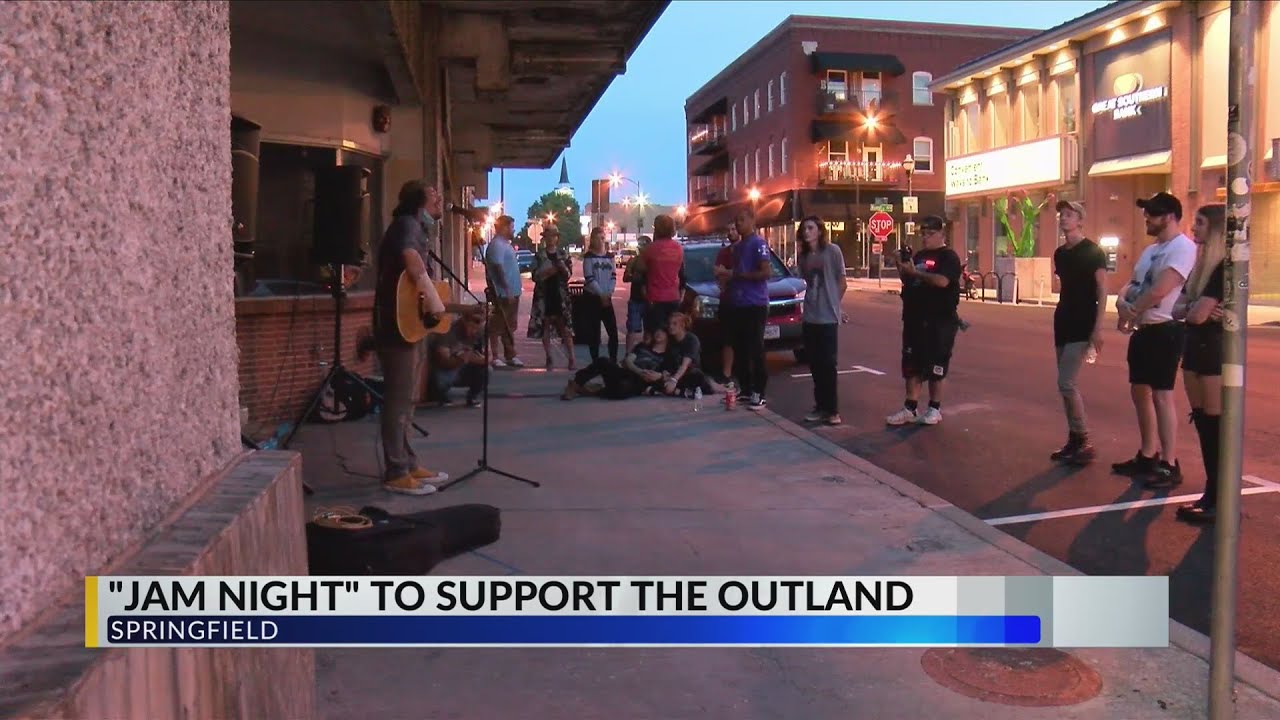 Outdoor jam session raises money for The Outland - YouTube