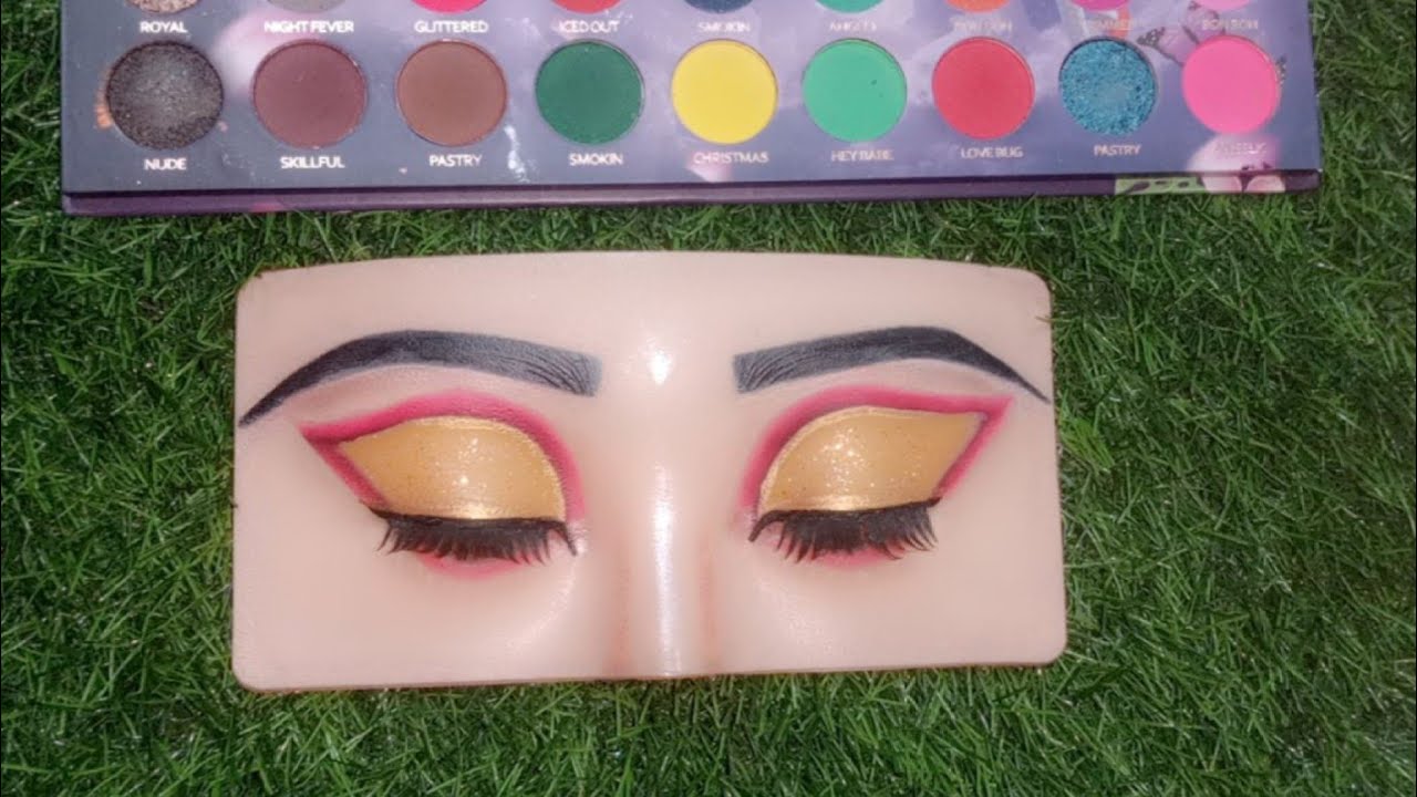 full cut crease eye makeup for haldi|| yellow glittery eye look - YouTube
