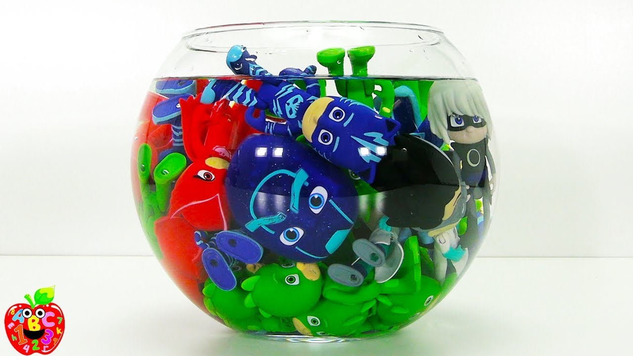 PJ Masks Toys Fall In Water Tank and Learn Colors - YouTube