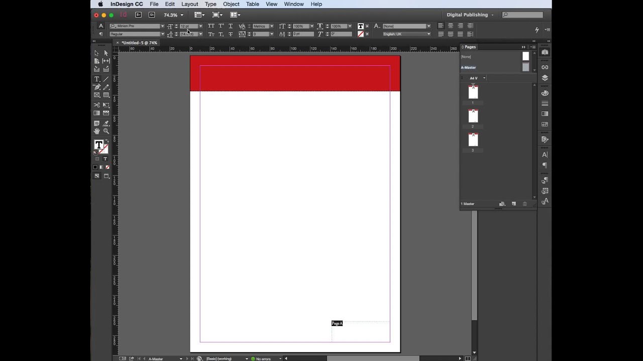 Adobe InDesign - working with master pages - YouTube