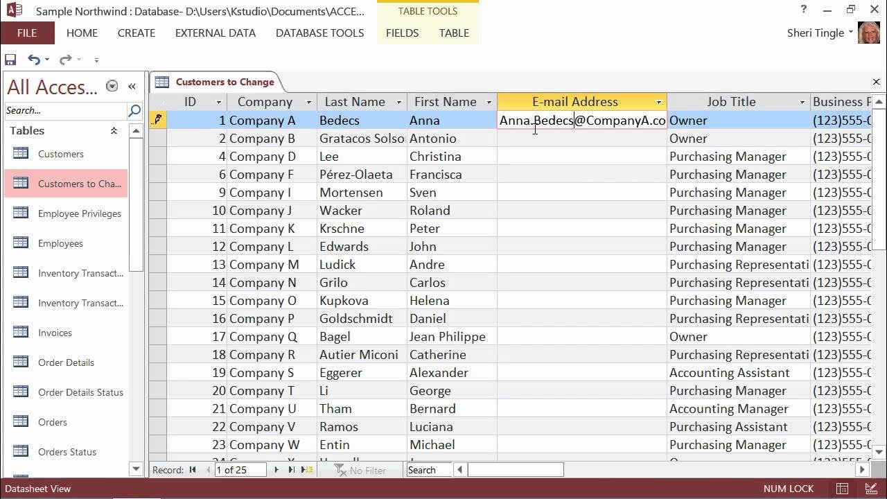 Microsoft Office Access 2013 Tutorial: Deleting and Changing Records ...