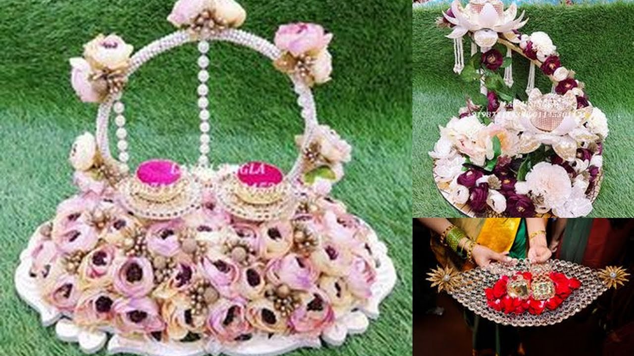 Decorative idea of engagement ring plate decoration for wedding - YouTube