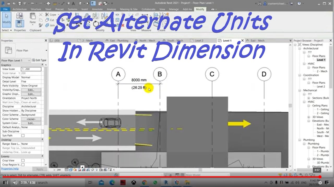 Set Alternate Units In Revit Dimension - YouTube