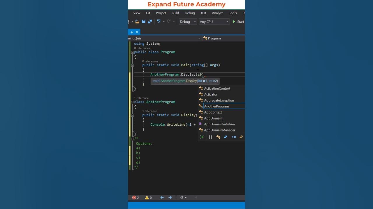 Programming Quiz Questions - Q84 - Expand Future Academy #Shorts #Programming #CSharp #Dotnet ...