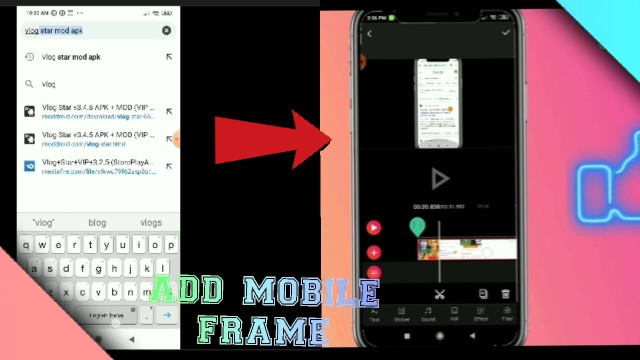 how to add mobile frame to a video - YouTube
