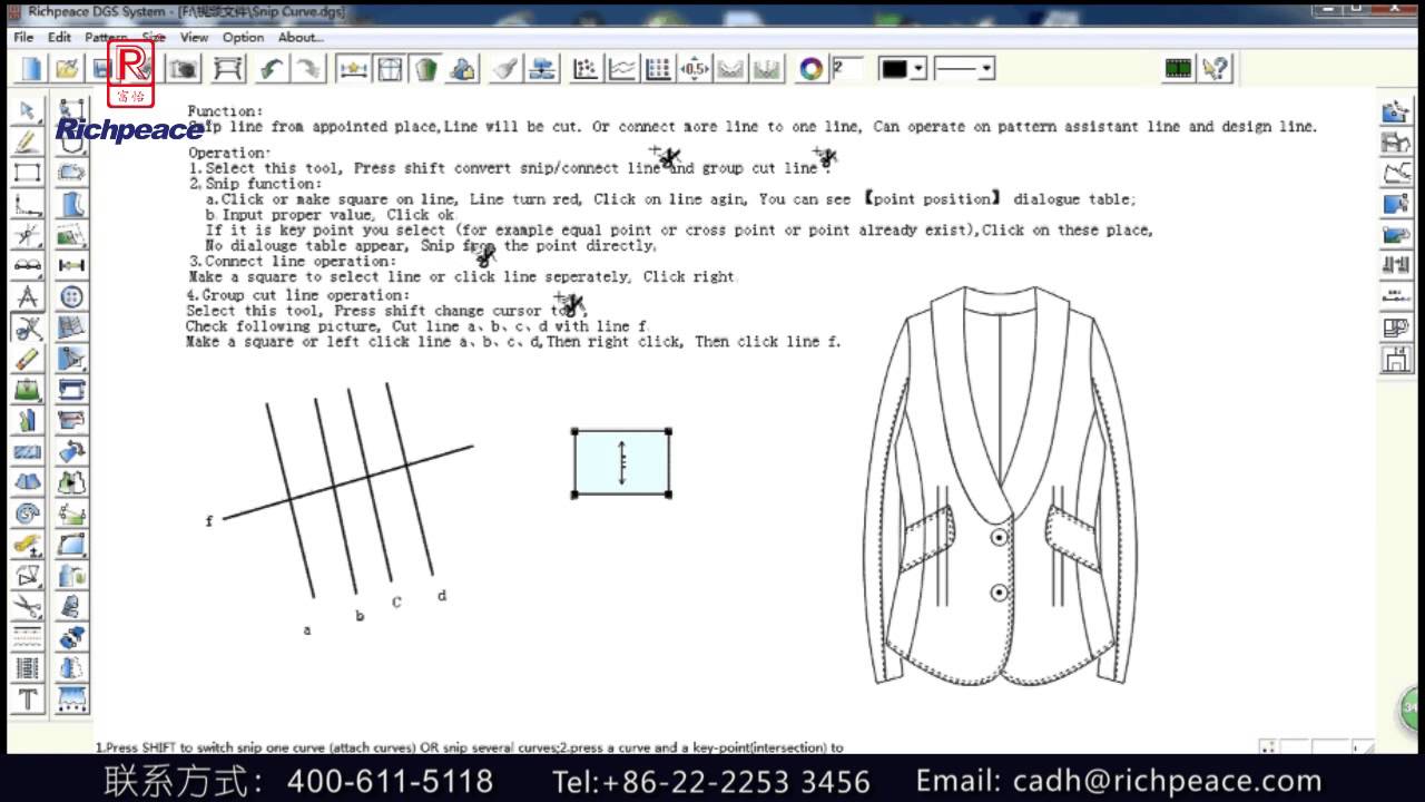 Richpeace garment design CAD software Snip Curve - YouTube