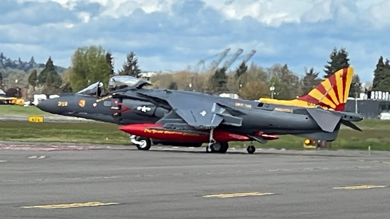 Military Aircraft Departing Boeing Field Seattle (KBFI) *F-18, Harrier ...