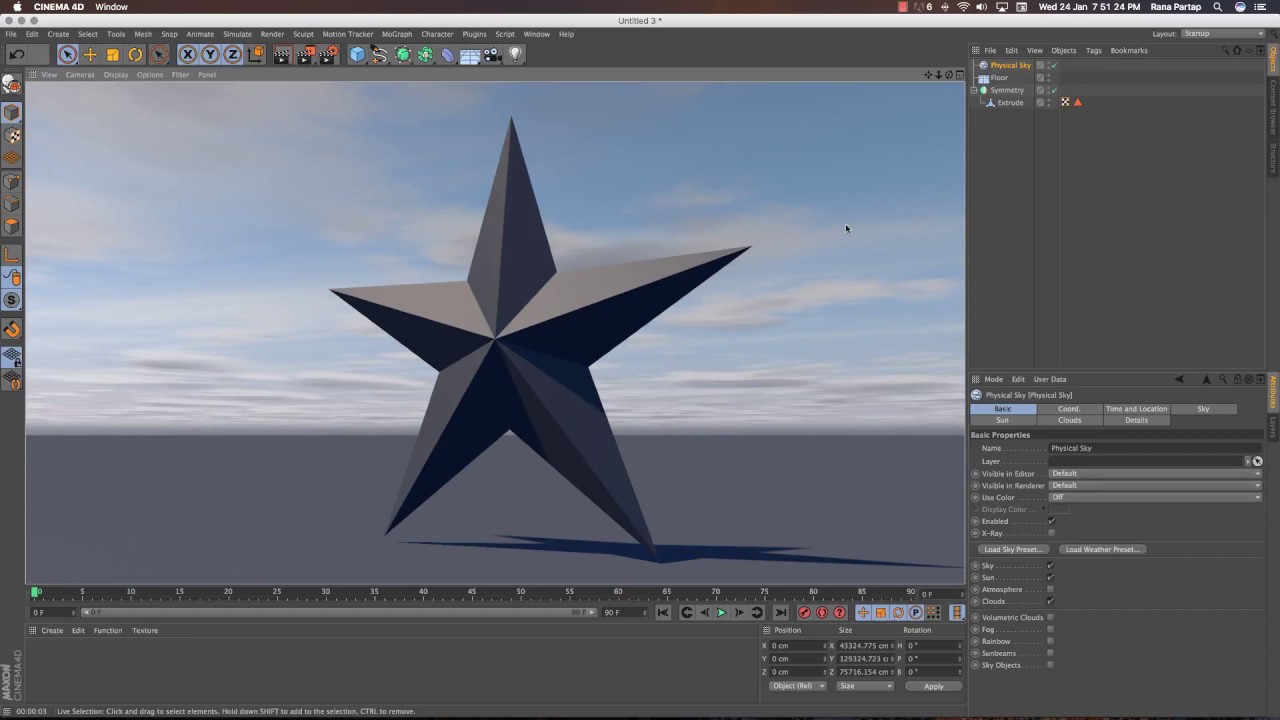 Making Chiseled Star in Cinema 4D R16 Tutorial - YouTube