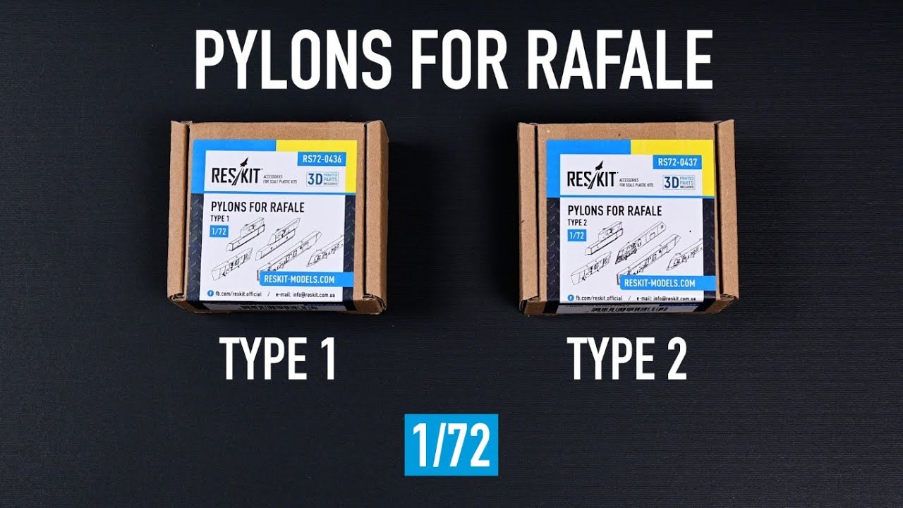Pylons for Rafale Type 1 and Type 2 in 1/72 scale by ResKit | Unboxing ...